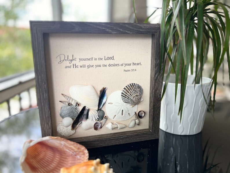 Delight in the Lord Shell Shadow Box / Florida Shell Art - Etsy