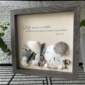 Delight in the Lord Shell Shadow Box / Florida Shell Art - Etsy