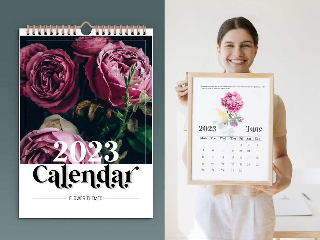 2023 Printable Calendar Flower Theme Wall Calendar 2023 - Etsy