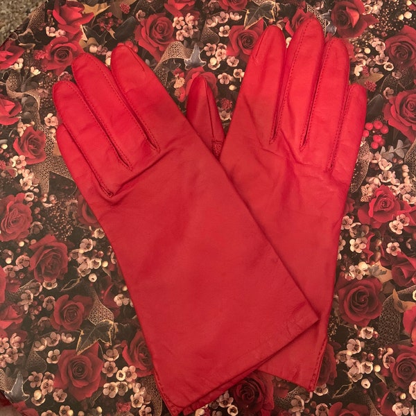 Red Leather Gloves - Etsy