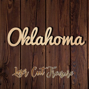 Oklahoma Wood Sign - Unfinished Laser Cut Wood Shape - 1/8" Baltic ...