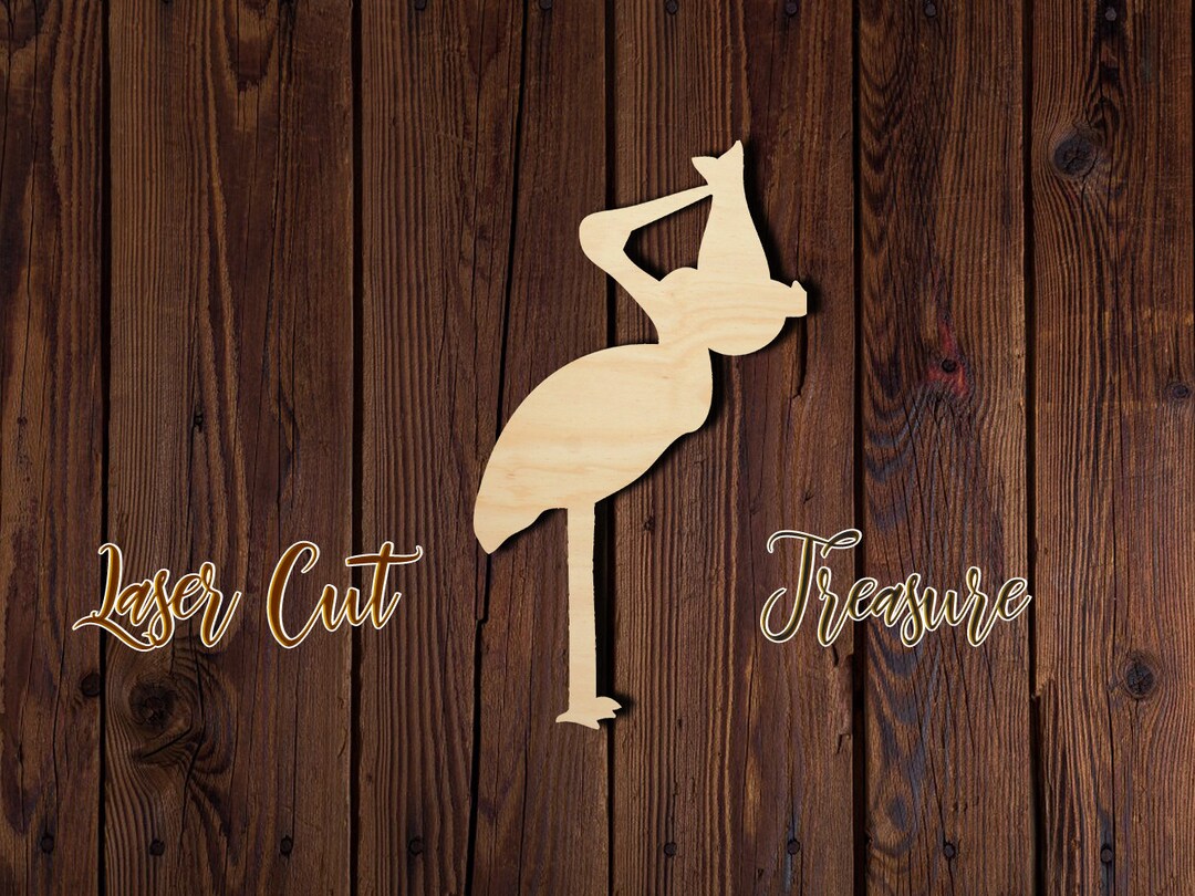 Stork - Baby - Unfinished Laser Cut Wood Shape - 1/8" Baltic Birch ...