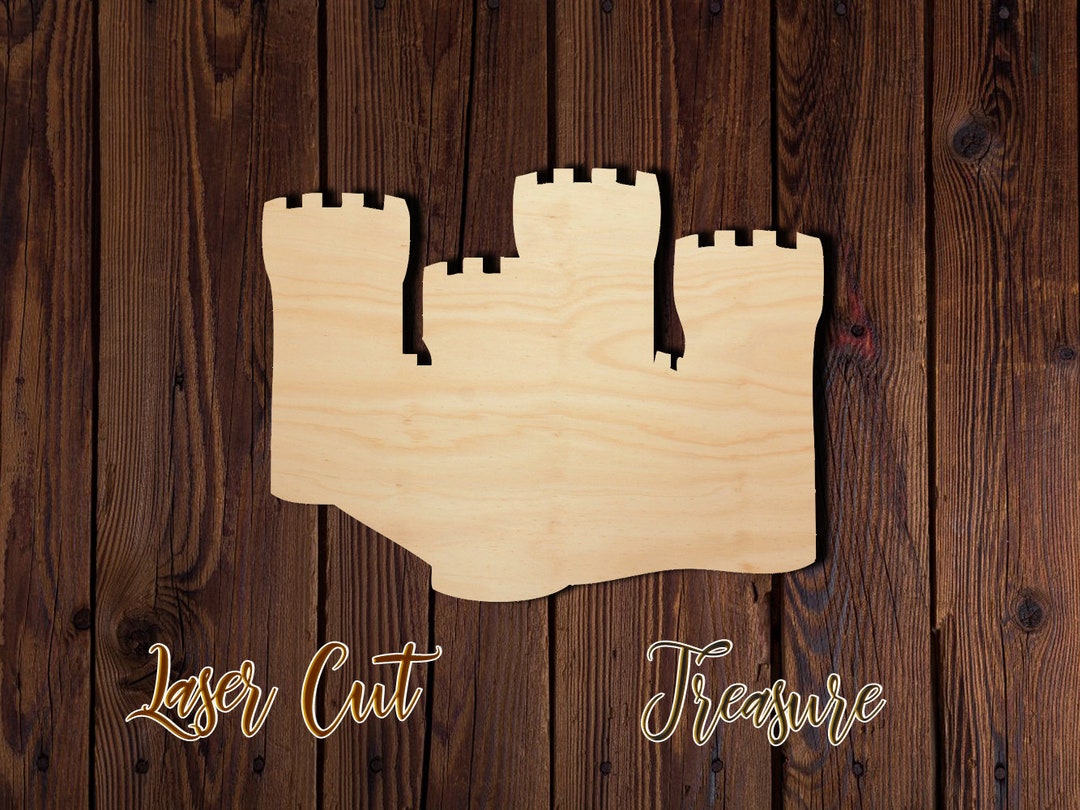 Castle Shape - Unfinished Laser Cut Wood Shape - 1/8" Baltic Birch ...