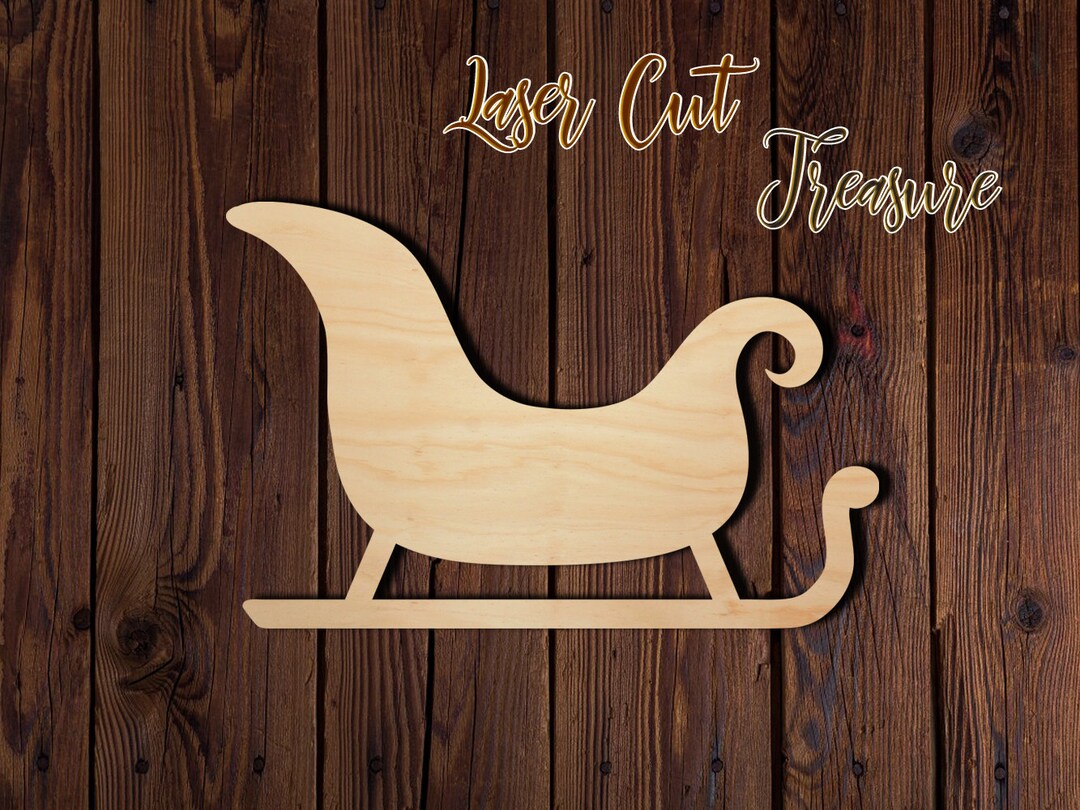 Sleigh - Christmas - Unfinished Laser Cut Wood Shape - 1/8" Baltic ...