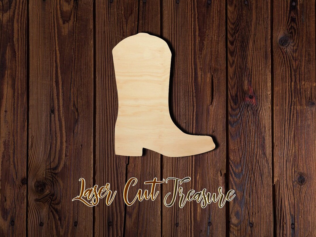 Cowboy Boot - Unfinished Laser Cut Wood Shape - 1/8" Baltic Birch ...