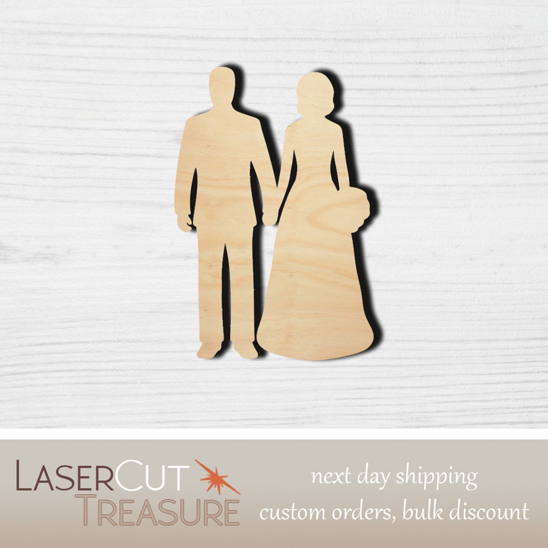 Groom and Bride - Wedding, Anniversary - Unfinished Laser Cut Wood ...