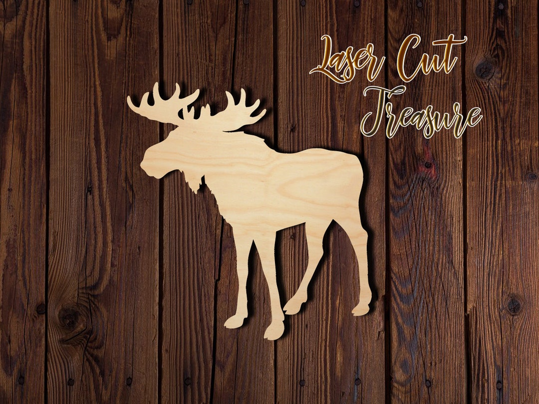 Moose - Unfinished Laser Cut Wood Shape - 1/8" Baltic Birch Plywood ...