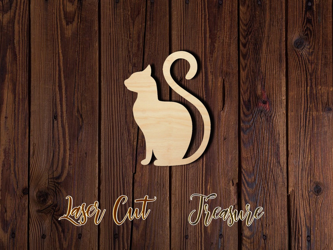 Cat Unfinished Laser Cut Wood Shape - Etsy