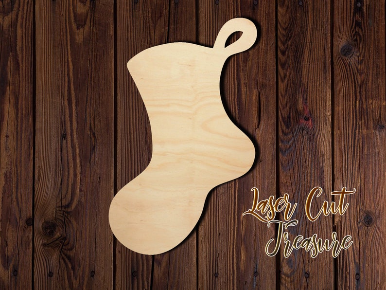Stocking - Christmas - Unfinished Laser Cut Wood Shape - 1/8" Baltic ...