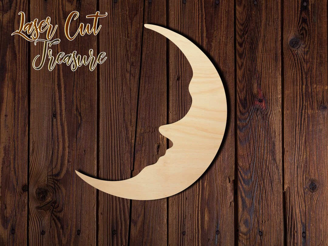 Moon - Unfinished Laser Cut Wood Shape - 1/8" Baltic Birch Plywood ...