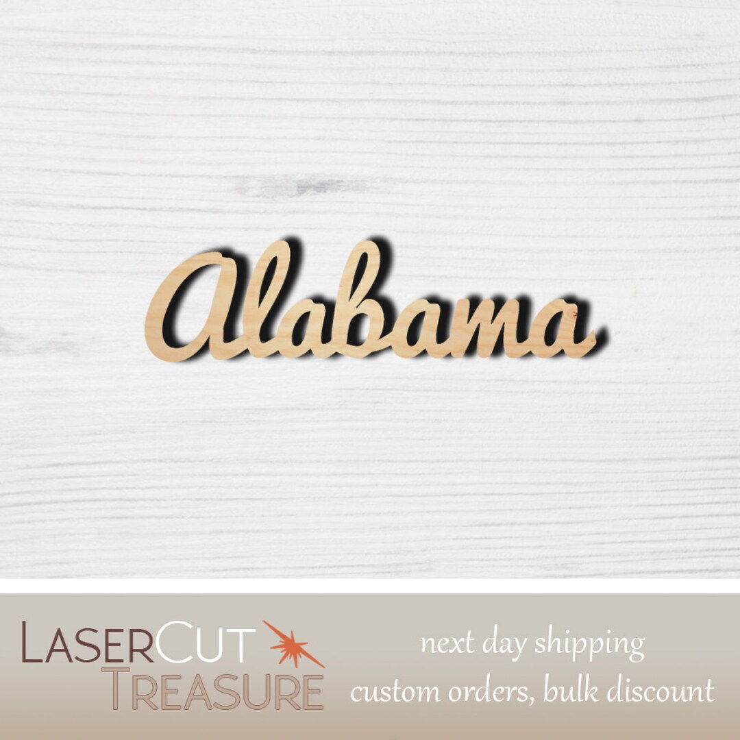 Alabama Wood Sign - Unfinished Laser Cut Wood Shape - 1/8" Baltic Birch ...