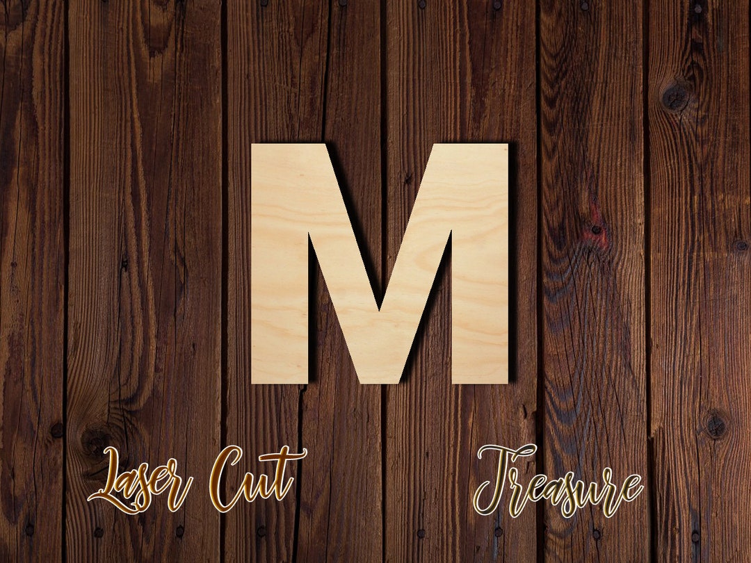 M - Letter - Unfinished Laser Cut Wood Shape - 1/8" Baltic Birch ...