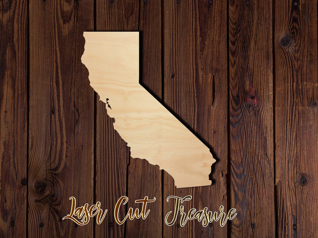 California State - USA - Unfinished Laser Cut Wood Shape - 1/8" Baltic ...