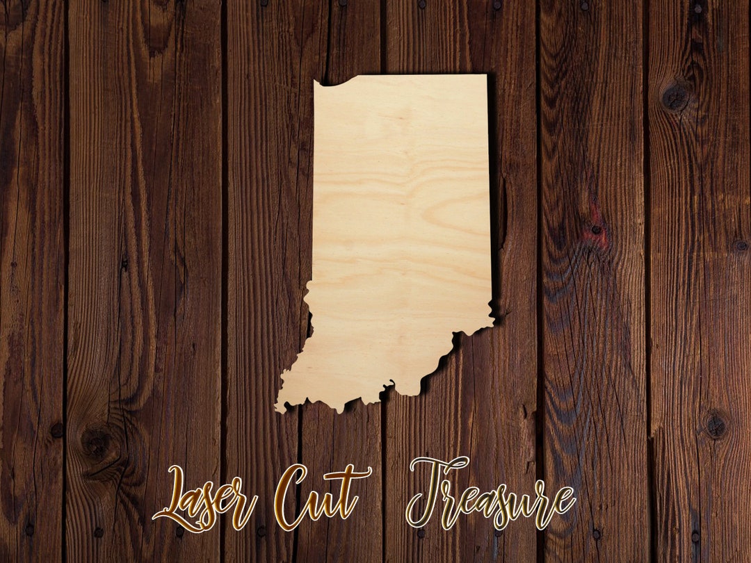 Indiana State - USA - Unfinished Laser Cut Wood Shape - 1/8" Baltic ...