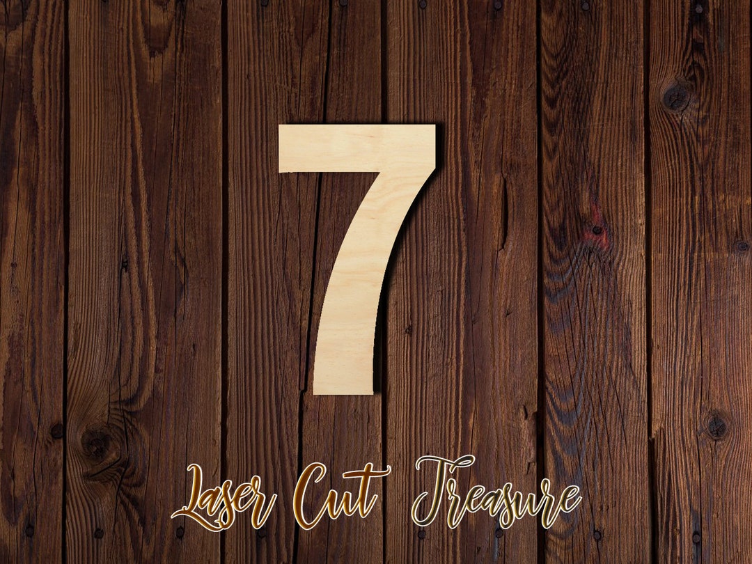 Seven - Number - Unfinished Laser Cut Wood Shape - 1/8" Baltic Birch ...