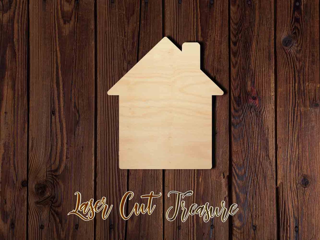 House - Unfinished Laser Cut Wood Shape - 1/8" Baltic Birch Plywood ...