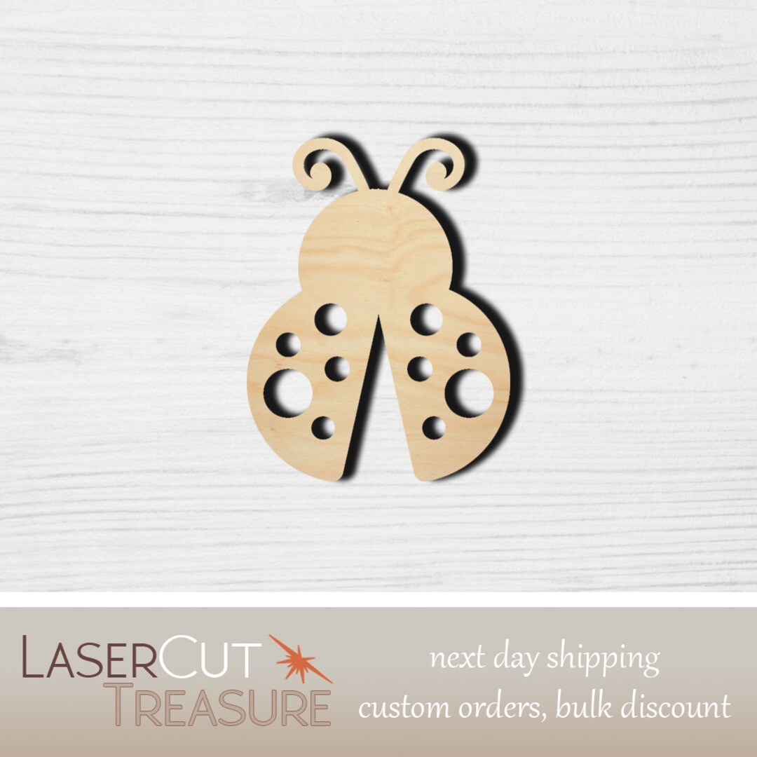 Ladybug - Unfinished Laser Cut Wood Shape - 1/8" Baltic Birch Plywood ...
