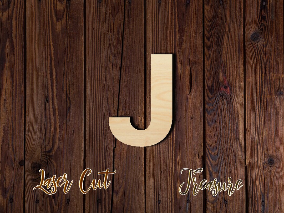 J - Letter - Unfinished Laser Cut Wood Shape - 1/8" Baltic Birch ...