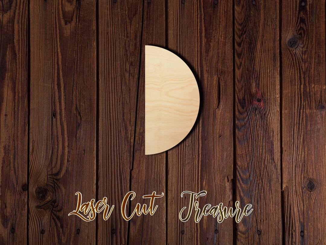 Half Circle - Unfinished Laser Cut Wood Shape - 1/8" Baltic Birch ...