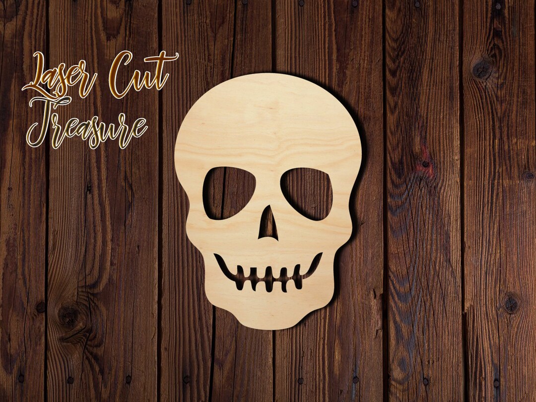 Skull - Halloween - Unfinished Laser Cut Wood Shape - 1/8" Baltic Birch ...