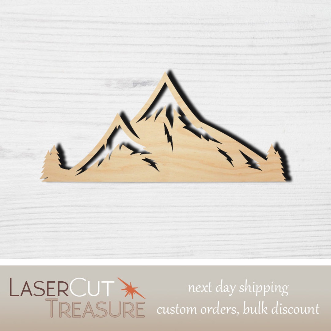Mountain - Unfinished Laser Cut Wood Shape - 1/8" Baltic Birch Plywood ...