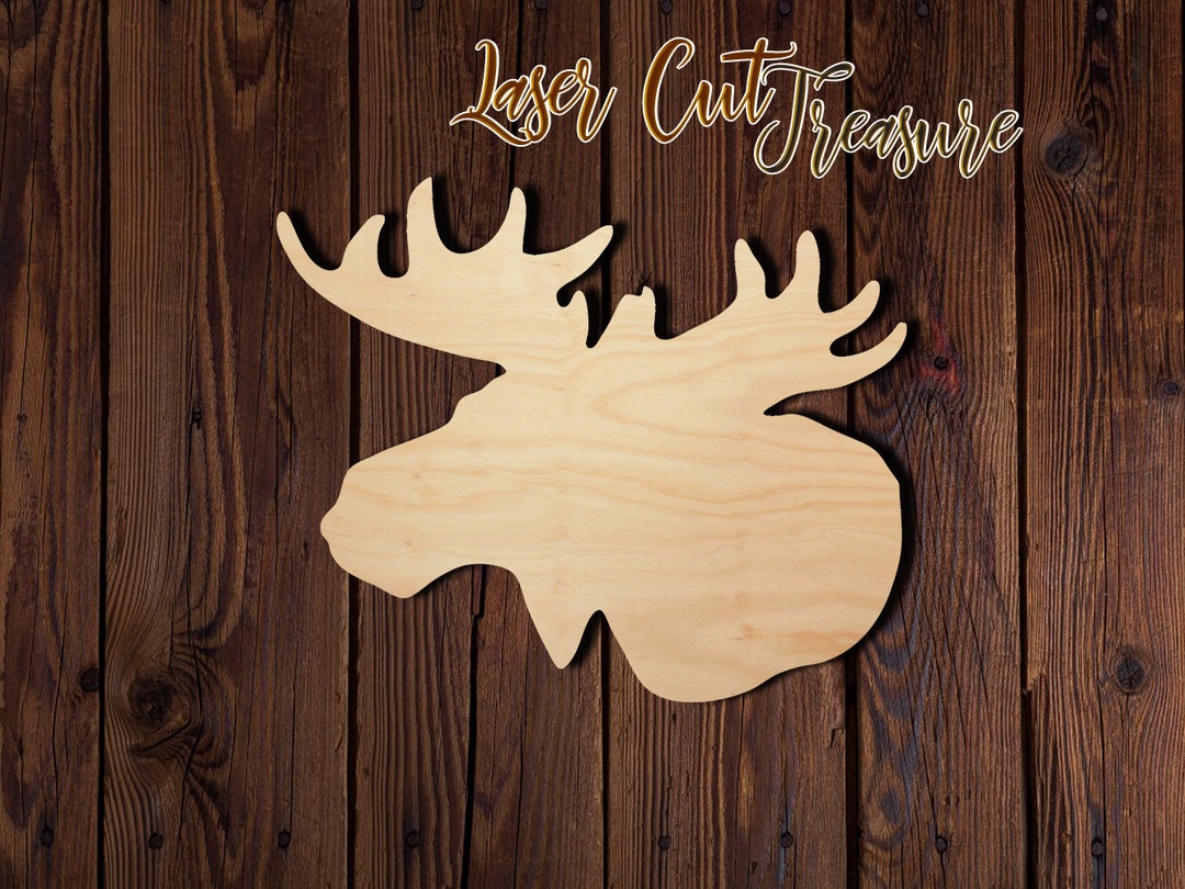 Moose Head - Unfinished Laser Cut Wood Shape - 1/8" Baltic Birch ...