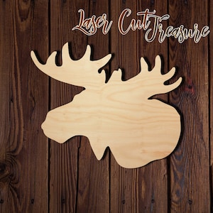 Moose Head - Unfinished Laser Cut Wood Shape - 1/8" Baltic Birch ...