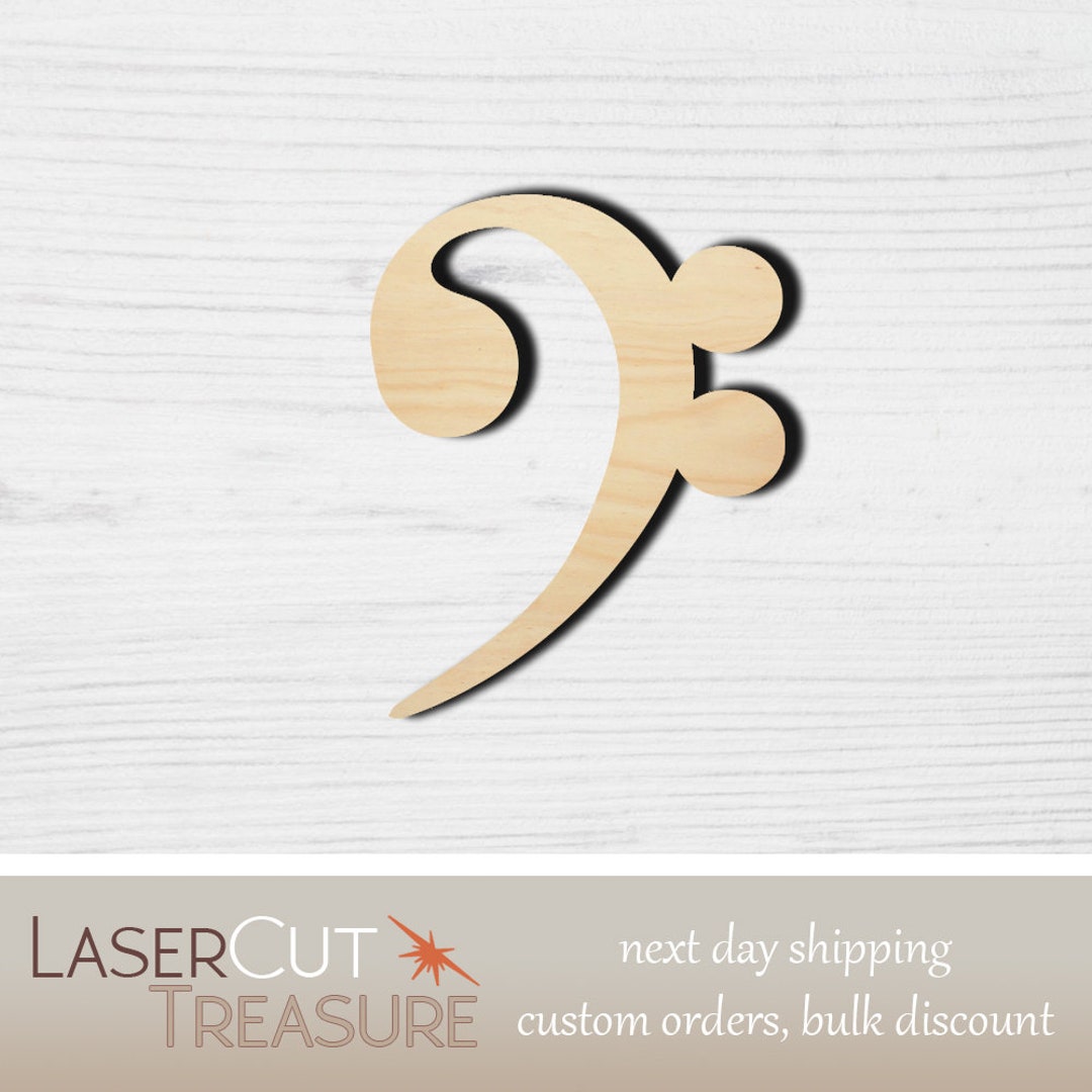 Bass Clef - Unfinished Laser Cut Wood Shape - 1/8" Baltic Birch Plywood ...