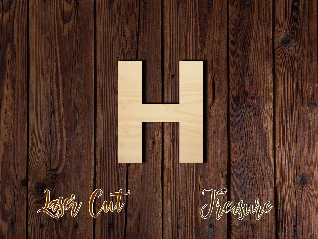 H - Letter - Unfinished Laser Cut Wood Shape - 1/8" Baltic Birch ...