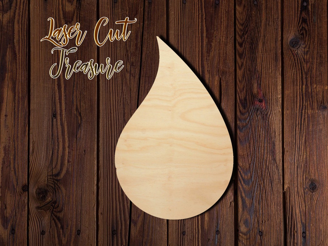 Raindrop - Unfinished Laser Cut Wood Shape - 1/8" Baltic Birch Plywood ...