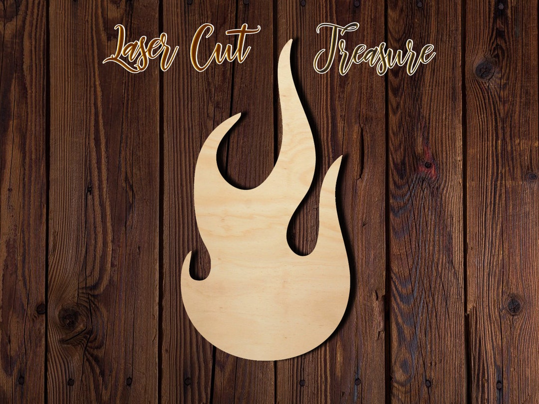 Flame - Unfinished Laser Cut Wood Shape - 1/8" Baltic Birch Plywood ...