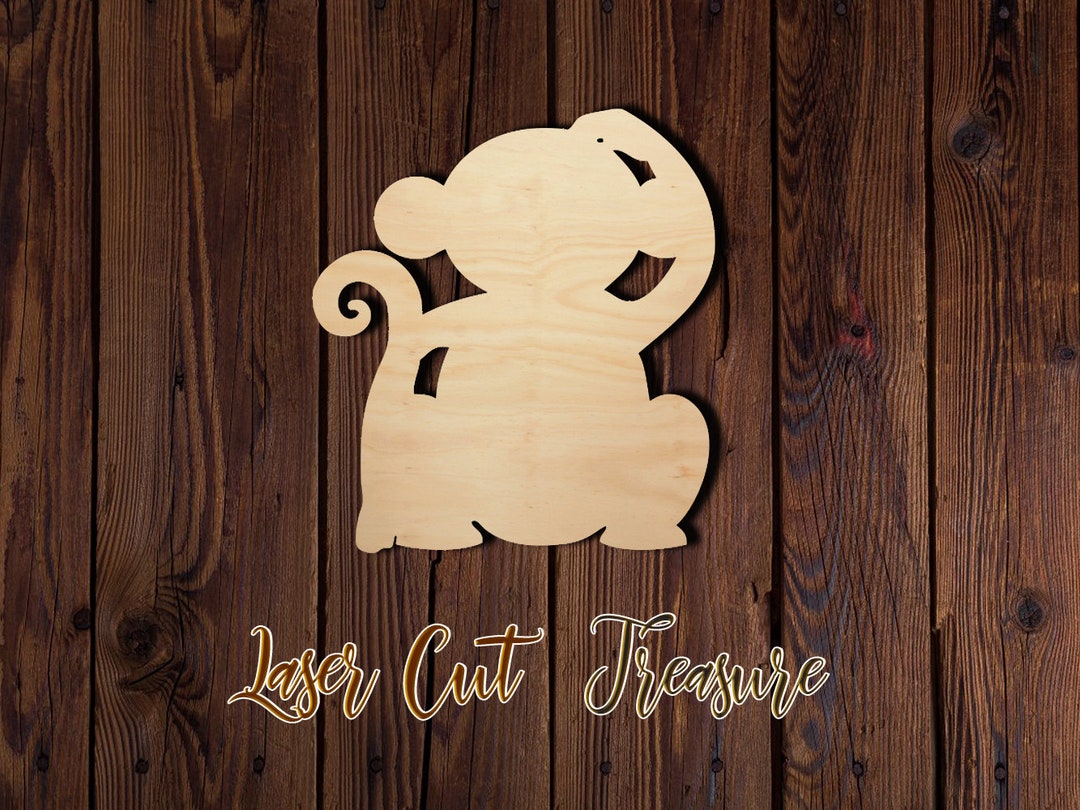 Monkey Shape - Unfinished Laser Cut Wood Shape - 1/8" Baltic Birch ...