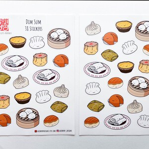 Dim Sum Sticker Sheets, Chinese Food Stickers, Kawaii Food Stickers (38 ...