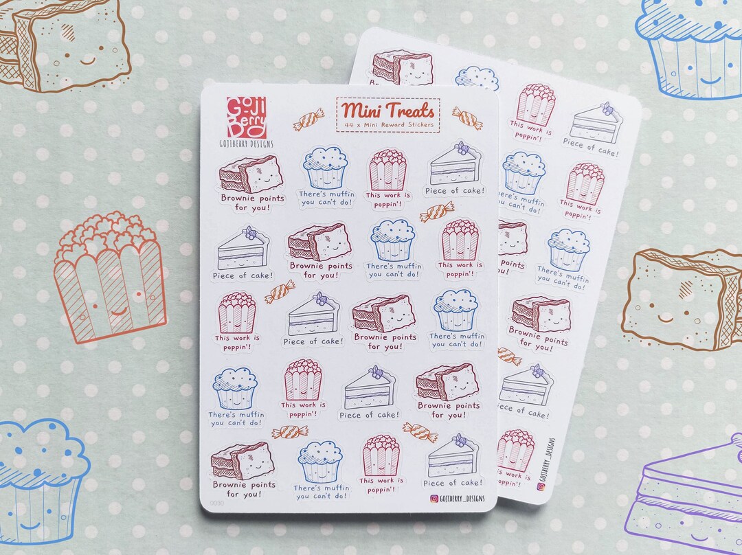 Mini Treats Reward Stickers, Miniature Adhesive Award, Sweet Theme ...