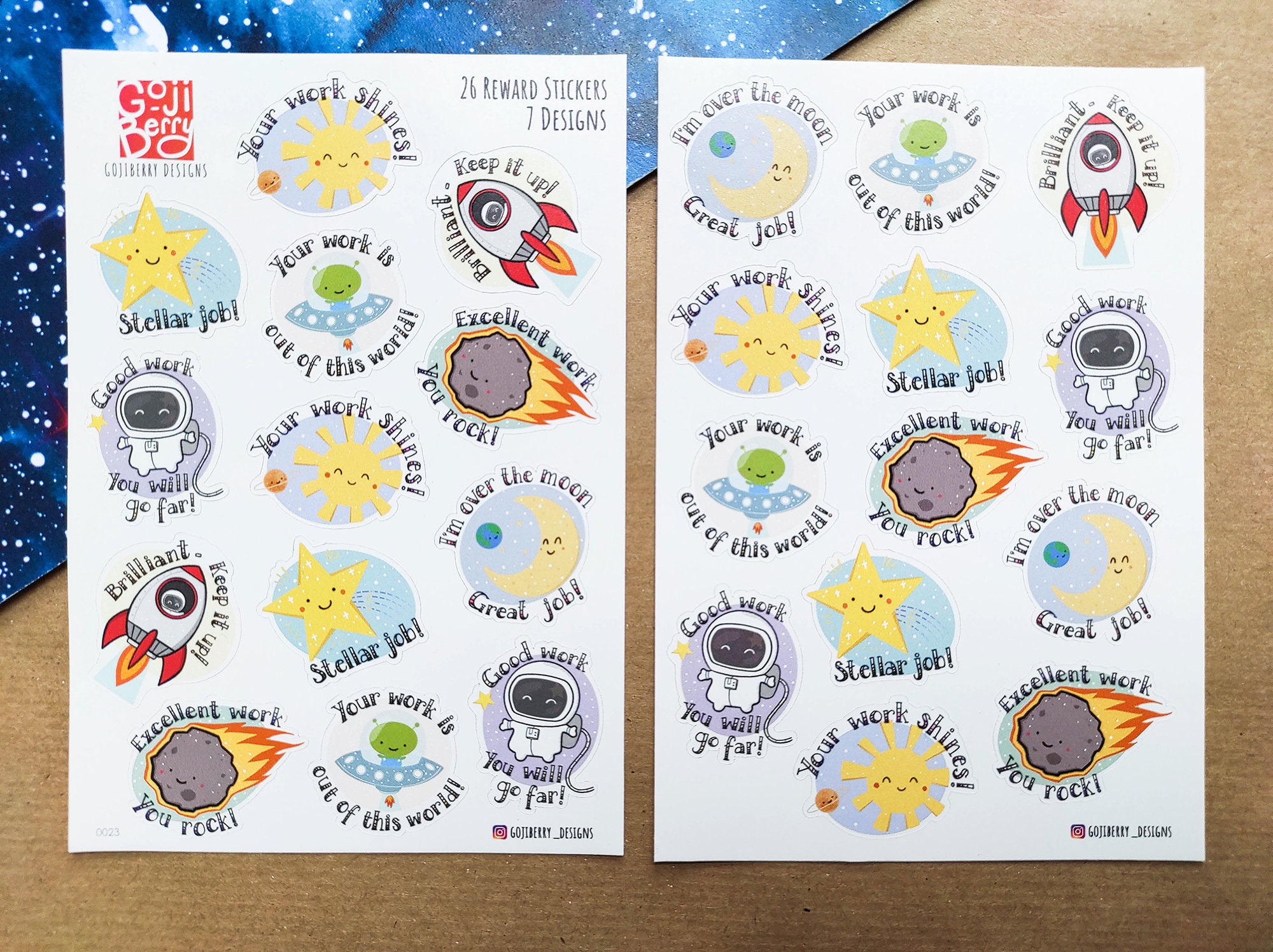Outer Space Teacher Stickers Reward Stickers No.6 pack of - Etsy UK