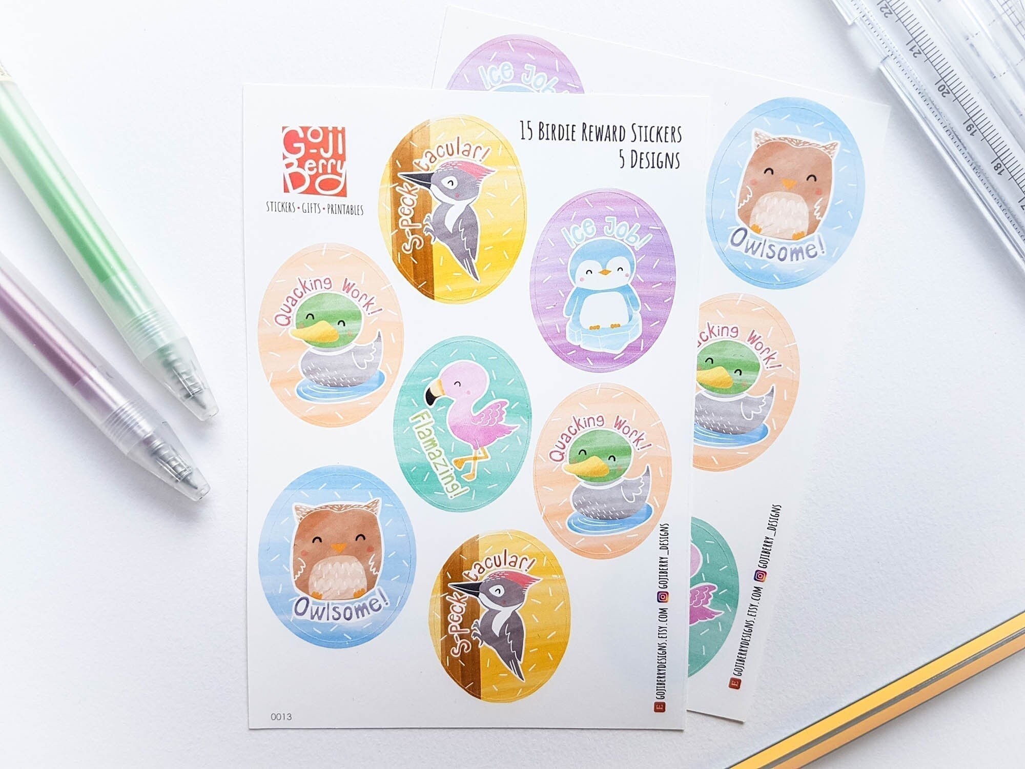 Teacher Stickers, Bird Reward Stickers With Play on Words, Teaching ...