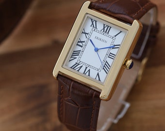 Rectangle Gold Men's Watch Rectangle White Dial Arabic - Etsy