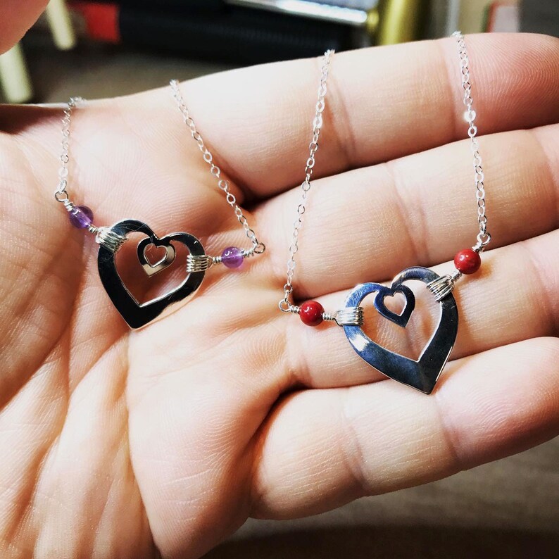Multi-heart Pendant With Red Bamboo Coral Accents, Hand Wrapped ...