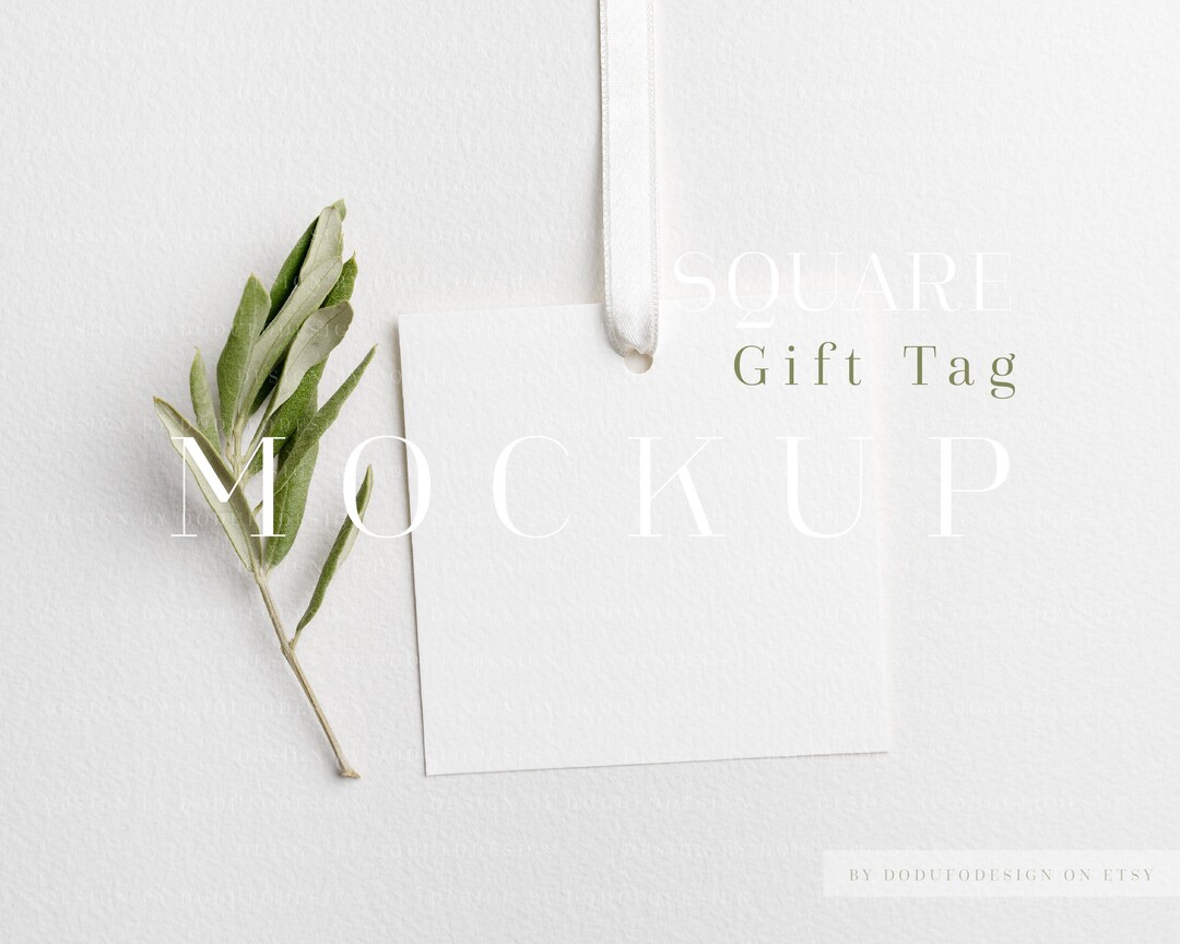 Square Gift Tag Mockup, Favori Tag Mockup, Package Label, Blank Label ...