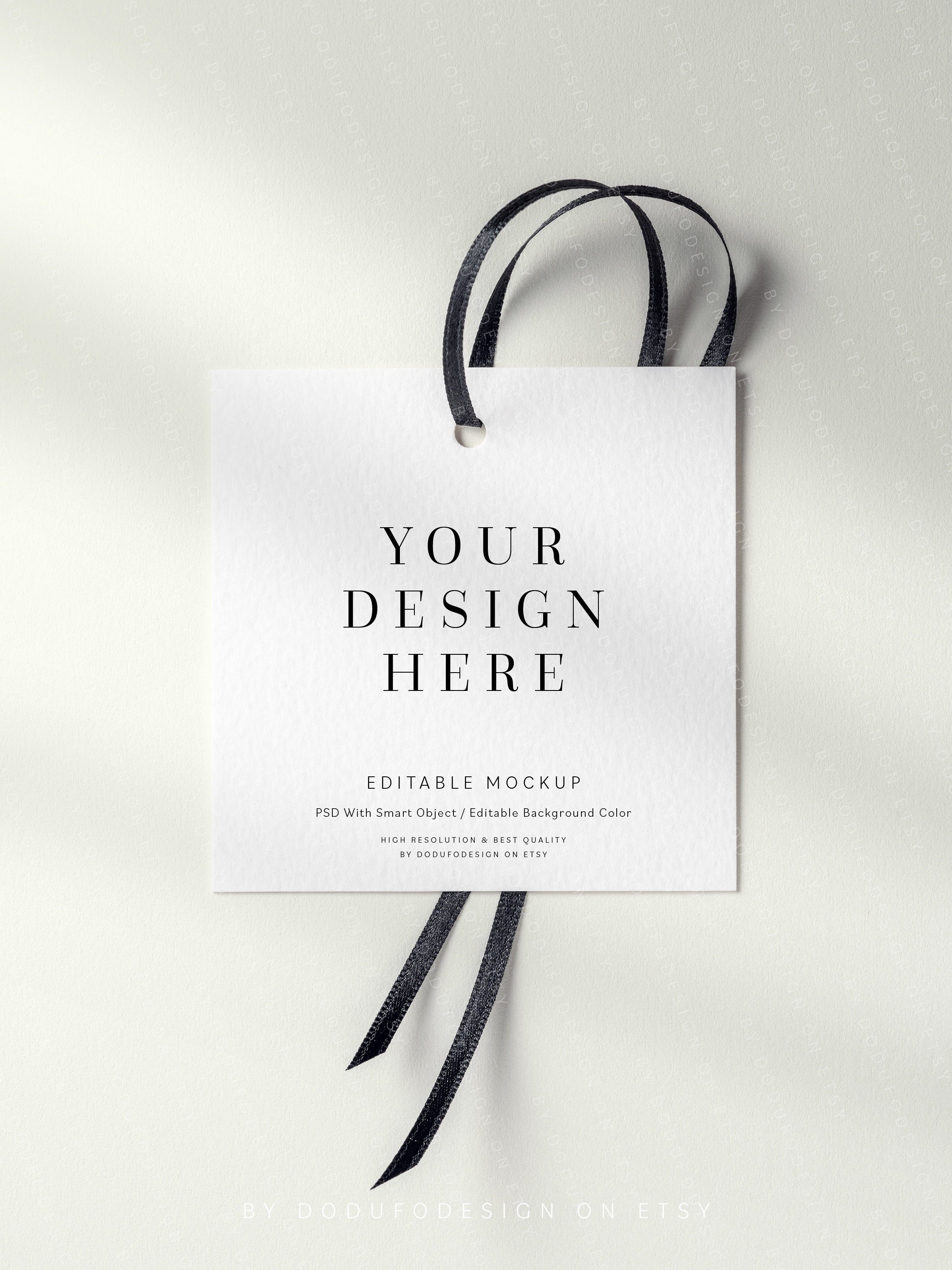 Minimal Square Gift Tag Mockup, Wedding Favor Tag Mockup, Hanging ...