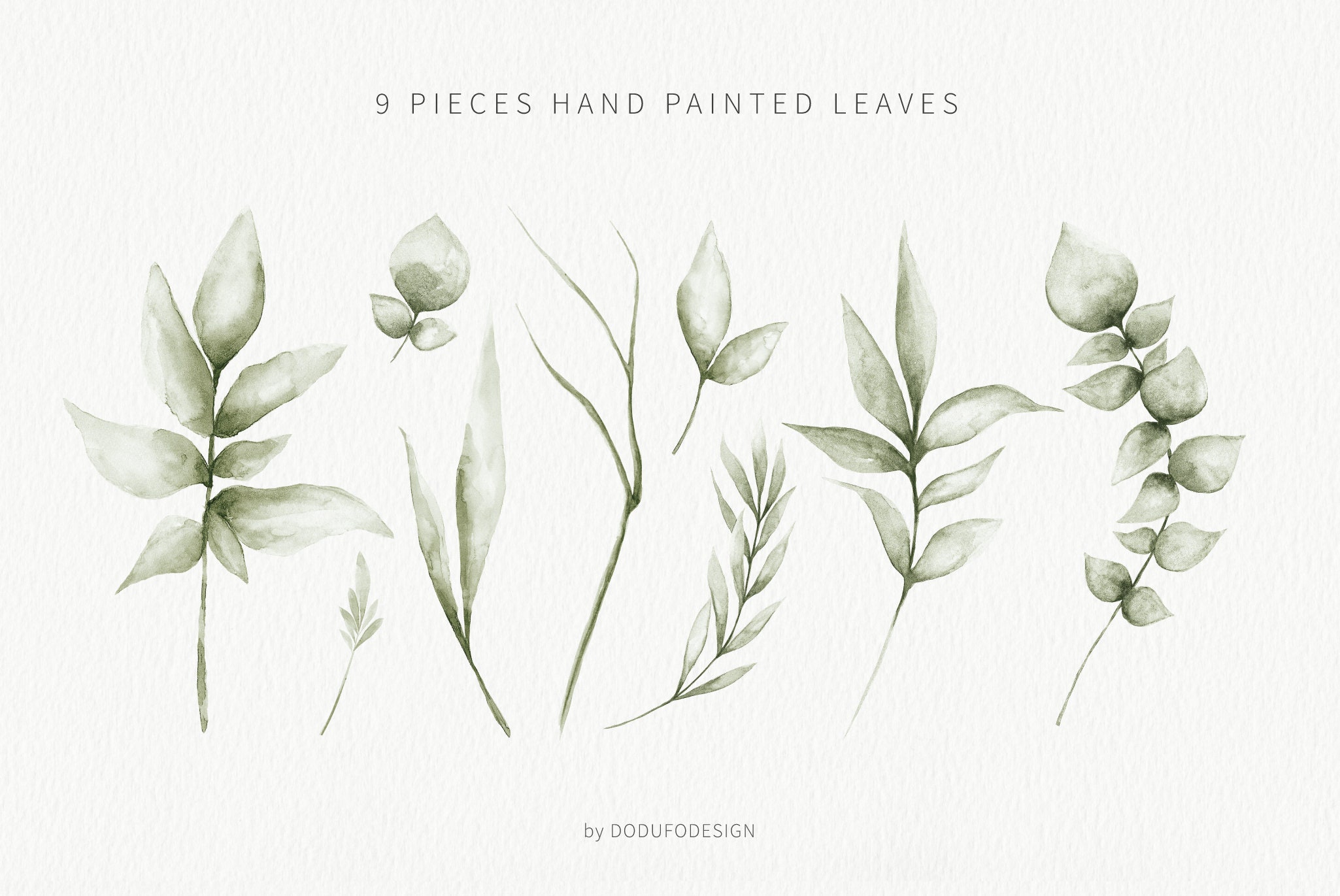 Watercolor Green Leaves Clipart Set, Tropical Foliage (digital Download ...