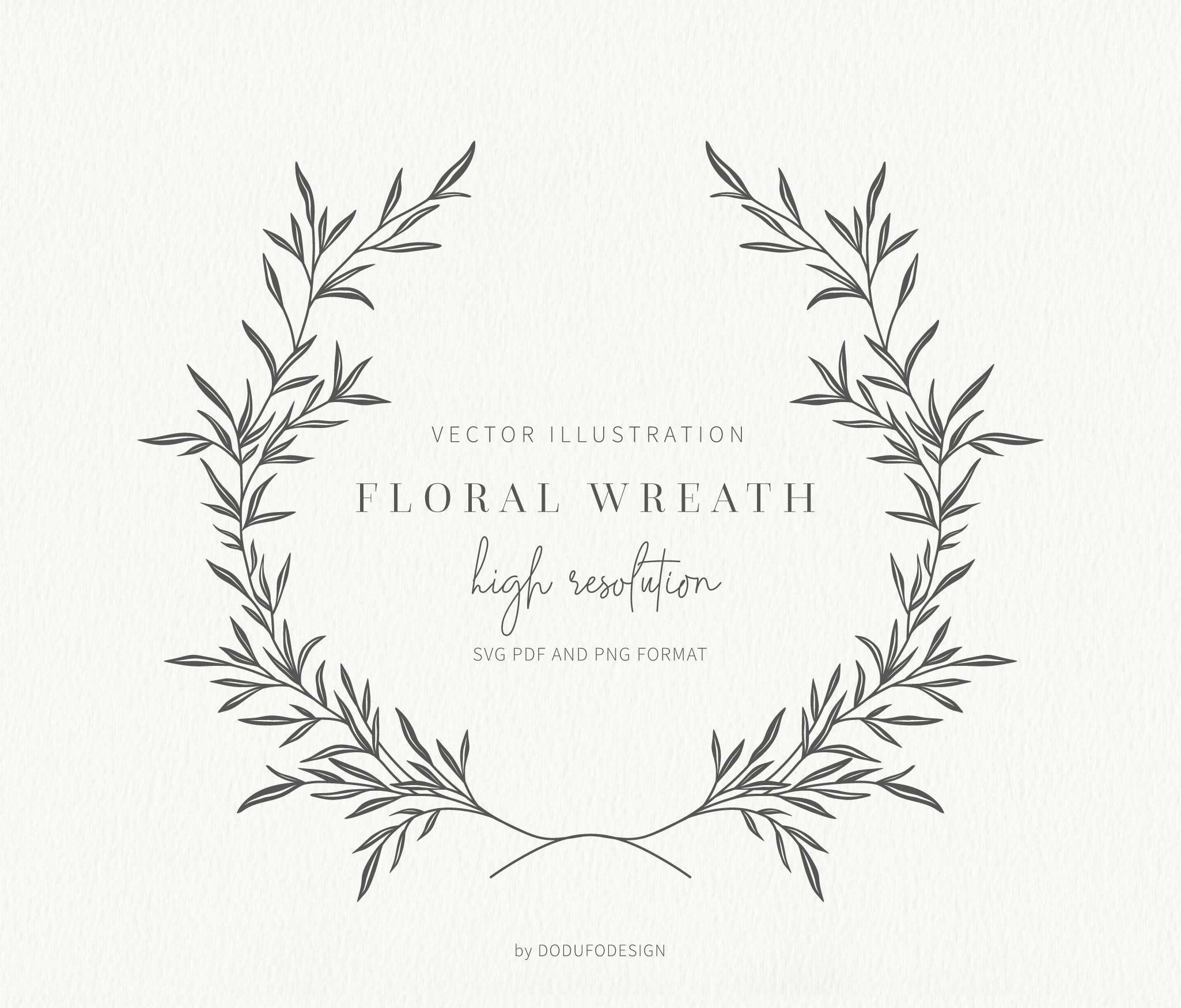 Floral Wreath SVG - Botanical Clipart - Laurel Wreath - Leaf Border ...