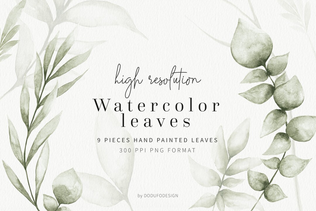 Watercolor Leaves Clipart, Green Tropical Leaves Watercolor Full ...