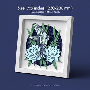 SVG Shadow Box Template, Bird in Flowers and Leaves, 3D SVG Shadow Box ...