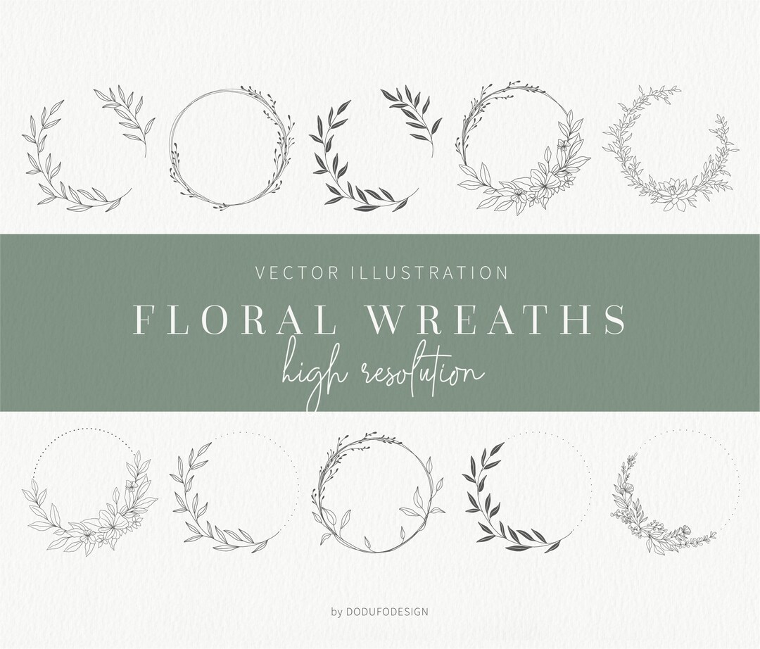 20 Piece Floral Wreath Bundle - Graphic Set - Flowers Clipart - Leaves ...