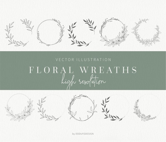 20 Piece Floral Wreath Bundle Graphic Set Flowers Clipart - Etsy