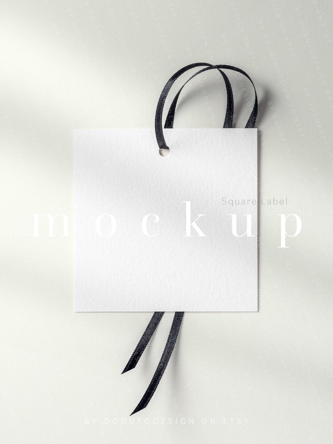 Minimal Square Gift Tag Mockup, Wedding Favor Tag Mockup, Hanging ...