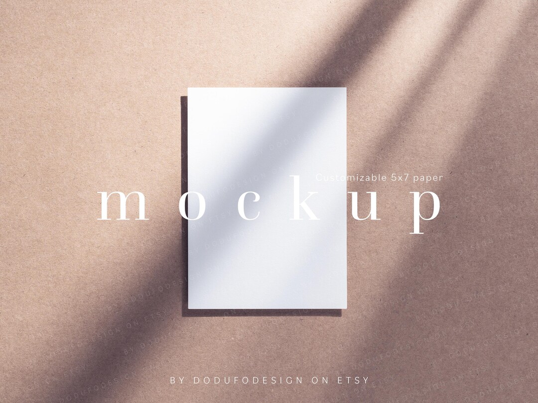 5x7 - A4 Customizable Paper Mockup, Gobo Light, Modern Neutral Poster ...