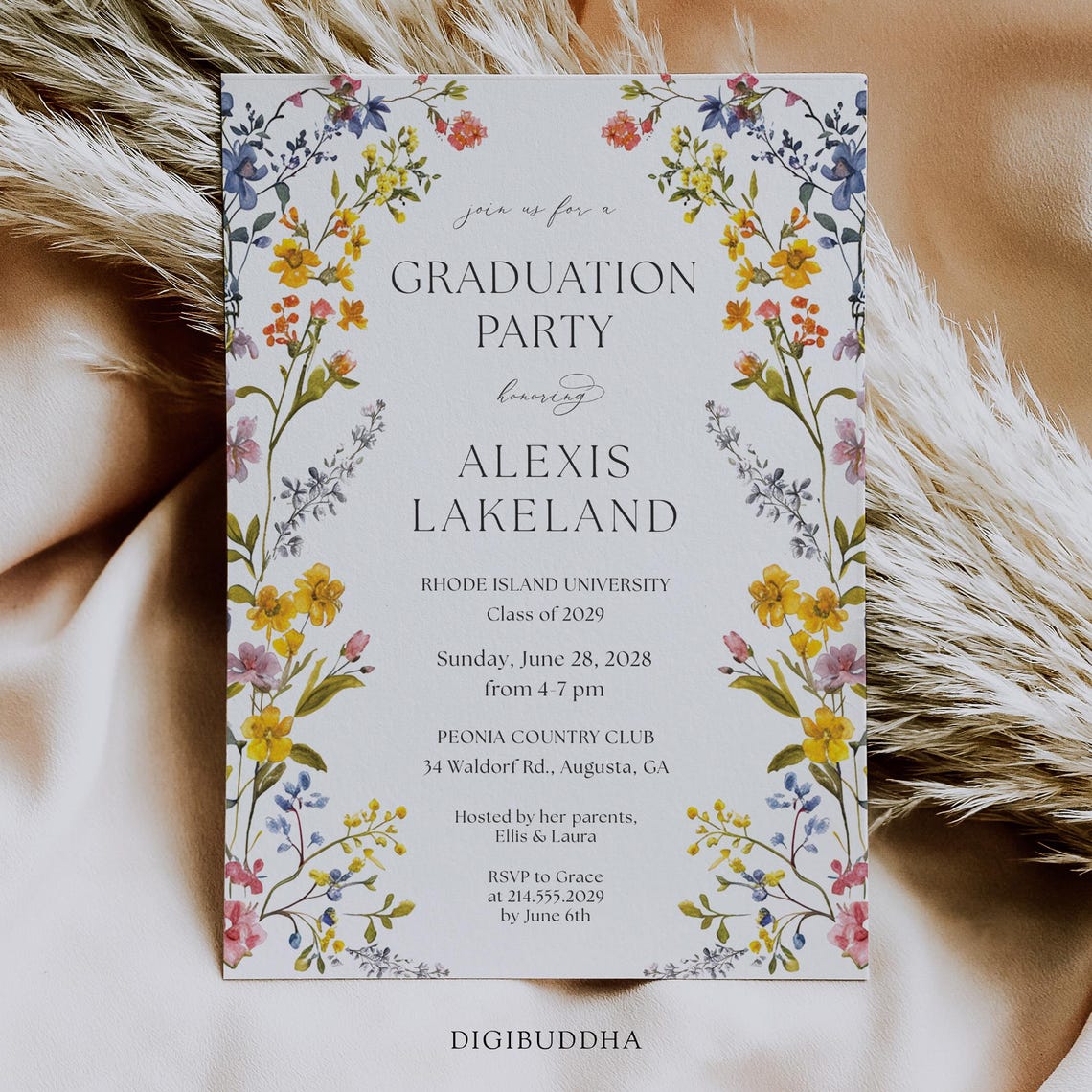 Boho Graduation Party Invitation Editable Floral Graduate Announcement ...