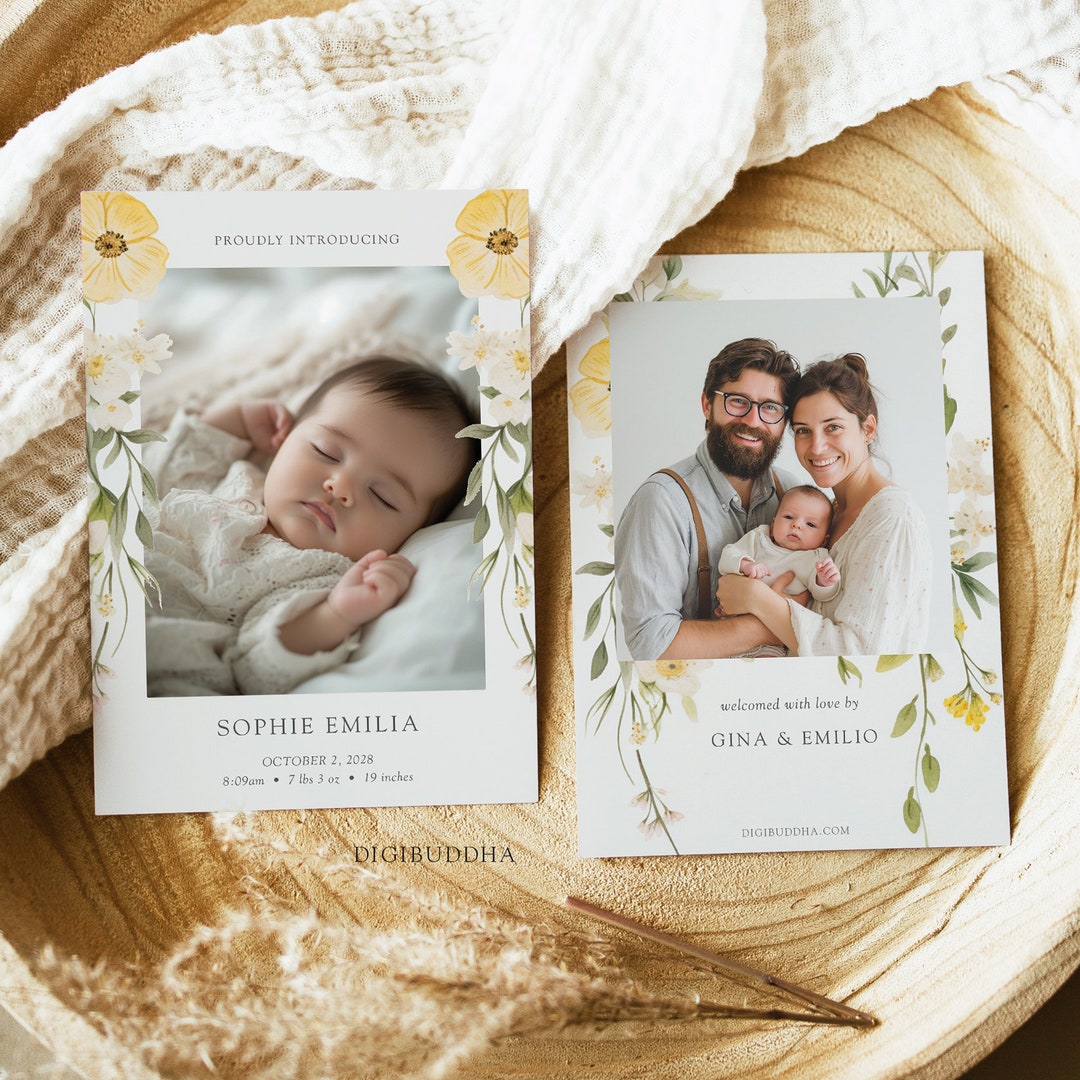 Baby Girl Birth Announcement Template, Pretty Pastel Floral Welcome ...